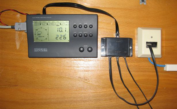 Die Wetterdaten werden per serieller Schnittstelle an einen PCübergeben.